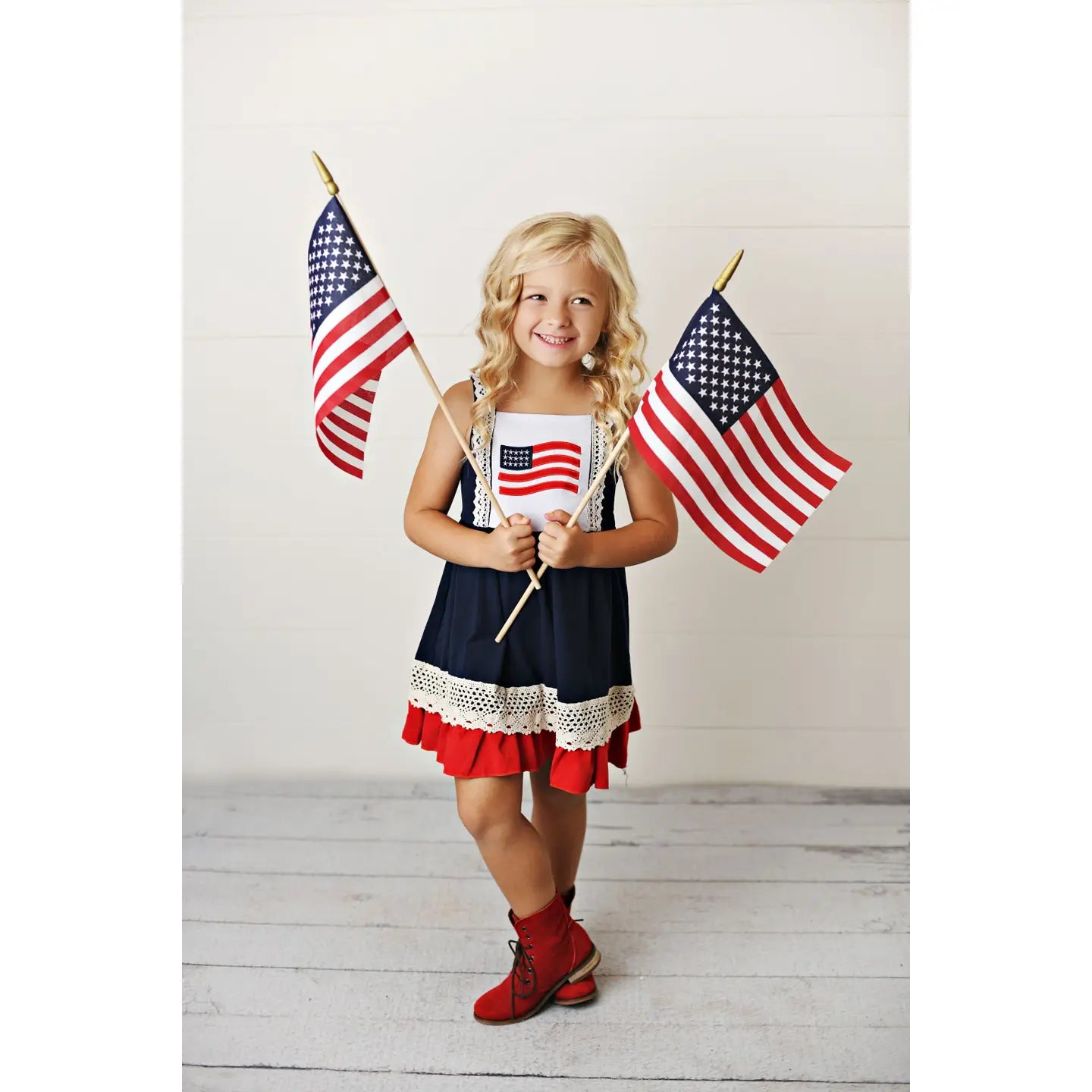 Girls American Flag Lace Ruffle Spring Summer Dress – The Wild Bloom